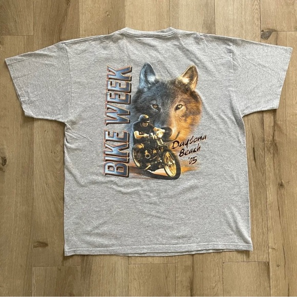 bike week | Shirts | Vintage 205 Daytona Beach Bike Week Harley Wolf ...